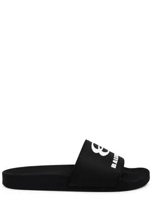 Balenciaga Slip-on Sandal With Logo - Black