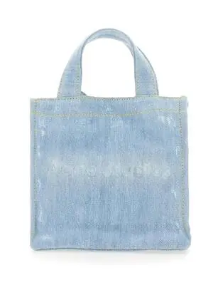 Acne Studios Mini Denim Shopper Bag With Logo - Multicolor