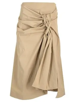 Bottega Veneta Compact Cotton Midi Skirt - Cream