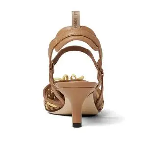 Fendi Woven Leather Slingback Shoes - Brown