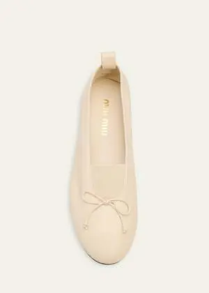 Miu Miu Ivory Nappa Ballerinas - White