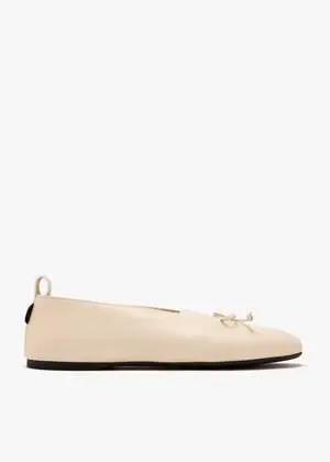 Miu Miu Ivory Nappa Ballerinas - White