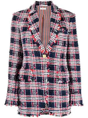 Thom Browne Frayed Single-breasted Tweed Blazer - Multicolor