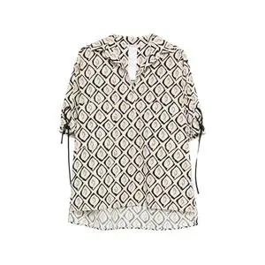 Max Mara Geometric Pattern Short Sleeve Blouse - Cream