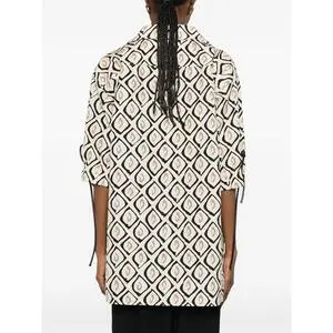 Max Mara Geometric Pattern Short Sleeve Blouse - Cream