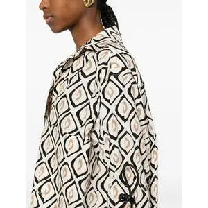 Max Mara Geometric Pattern Short Sleeve Blouse - Cream