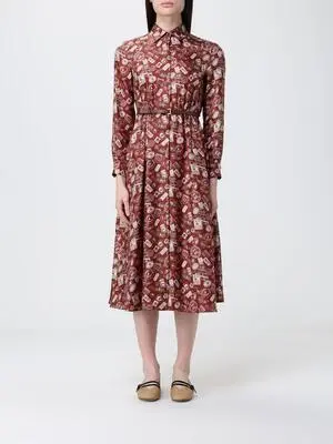 Max Mara Printed Silk Chemisier Dress - Red