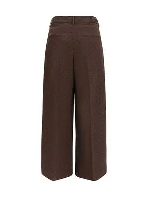 GANNI Flocked Plaid Crossover Pants