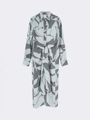 Max Mara Printed Silk Shirt Dress - Green