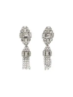 Alessandra Rich Colored Crystal Drop Earrings - Silver