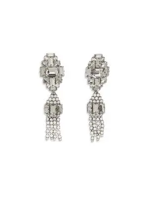 Alessandra Rich Crystal Drop Earrings - Silver