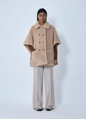 Max Mara Shearling Cape - Cream