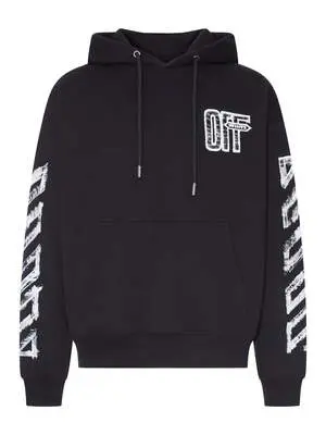 Off-White Hoodie With Arrow Sketch Print - Black