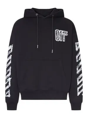 Off-White Hoodie With Arrow Sketch Print - Black