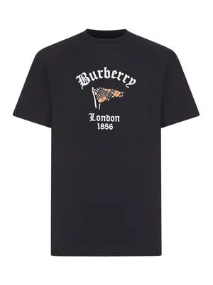 Burberry Cotton T-shirt With Front Logo - Black