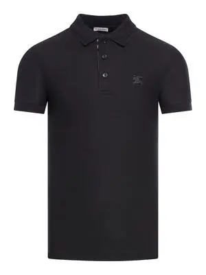 Burberry Cotton Polo Shirt With Embroidered Ekd Logo - Black