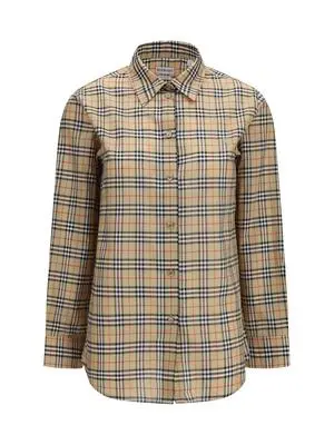 Burberry Check Cotton Shirt - Cream
