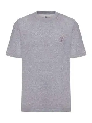 Brunello Cucinelli Cotton T-shirt With Contrasting Logo Print - Gray