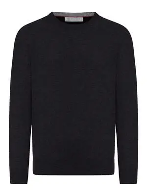 Brunello Cucinelli Essential Crew Neck Cashmere Sweater - Black