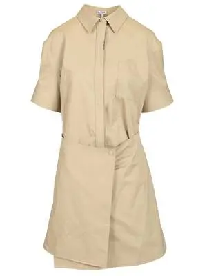 Loewe Cotton And Silk Dress - Cream