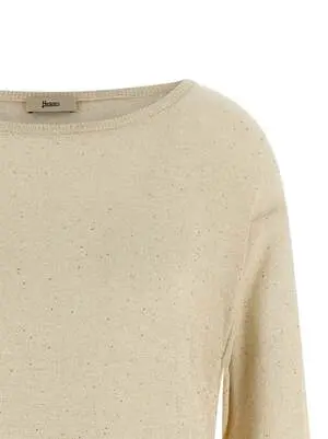 Herno Lamé And Sequin Yarn Sweater - Cream