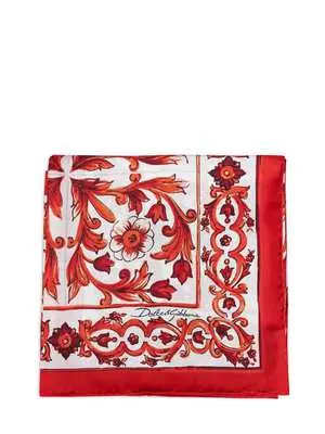 Dolce & Gabbana Orange Maiolica-print Silk Twill Scarf - Multicolor