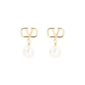 Valentino Garavani Vlogo Signature Pearl Earrings - Silver