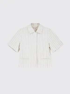 Max Mara Striped Cotton Overshirt - White