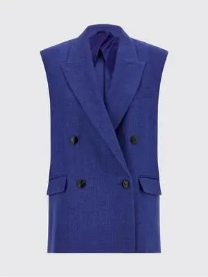 Max Mara Double Breasted Linen Vest - Blue