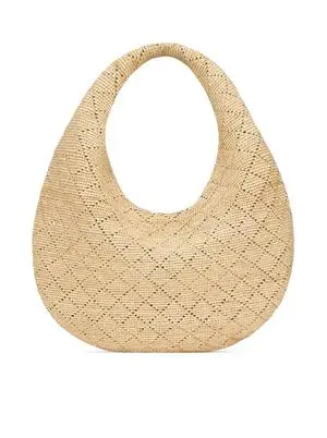 Saint Laurent Icare Raffia Hobo Bag - Cream
