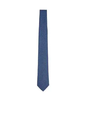 FERRAGAMO Blue Silk Tetris Print Tie - Multicolor
