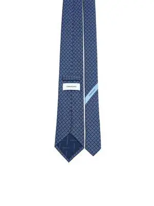 FERRAGAMO Blue Silk Tetris Print Tie