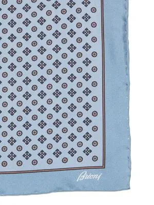 Brioni Printed Silk Pocket Square
