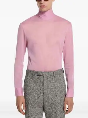 Gucci Silk Stretch Chiffon High Neck Blouse