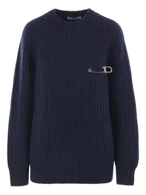 Prada Ribbed-knit Safety-pin Sweater - Blue
