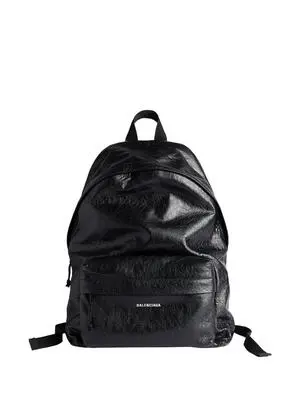 Balenciaga Explorer Backpack In Arena Leather - Black
