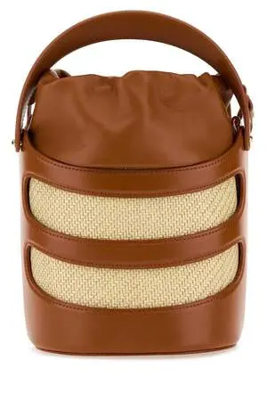 Alexander McQueen Two-tone Leather And Raffia The Rise Bucket Bag - Multicolor