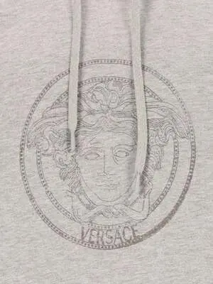 Versace Cotton Jersey Hoodie With Medusa Logo Print - Gray
