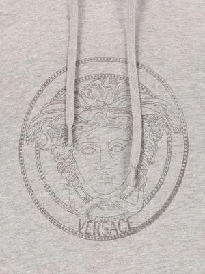 Versace Cotton Jersey Hoodie With Medusa Logo Print - Gray