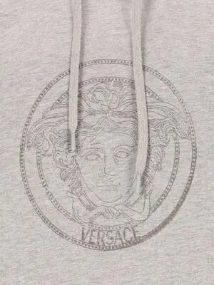 Versace Cotton Jersey Hoodie With Medusa Logo Print - Gray