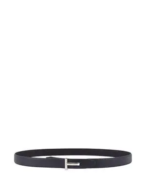 TOM FORD T-buckle Two-tone Grained Leather Belt - Blue