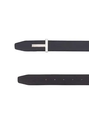 TOM FORD T-buckle Two-tone Grained Leather Belt