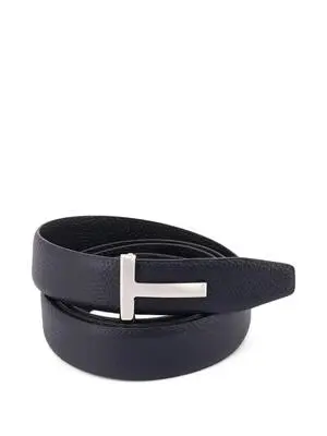 TOM FORD T-buckle Two-tone Grained Leather Belt