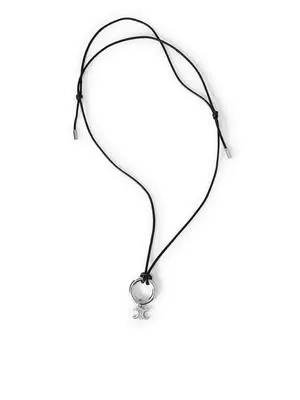 Celine Triomphe Charms Necklace In Cotton And Brass With Rhodium-plated Finish - Multicolor