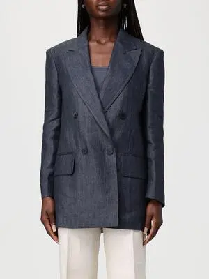 Max Mara Double-breasted Denim Blazer - Gray