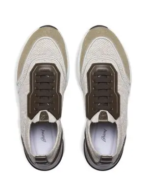 Brioni Cotton And Linen Blend Sneakers - Multicolor
