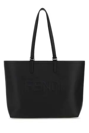 Fendi Back Leather Roma Shopping Bag - Black