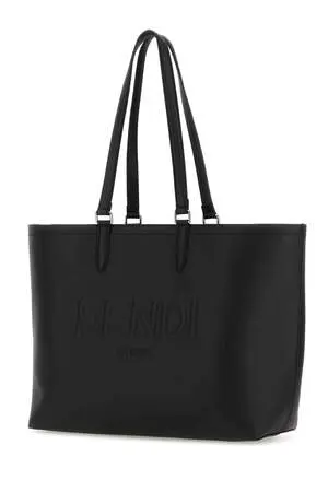 Fendi Back Leather Roma Shopping Bag - Black