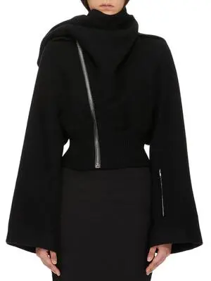 Rick Owens Bomber Scarf Flight In Wool - Black