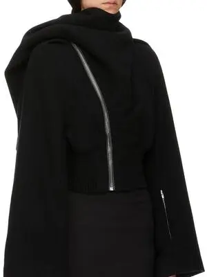 Rick Owens Bomber Scarf Flight In Wool - Black